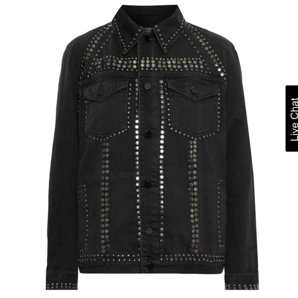 Frame Denim | Jackets & Coats | Frame Le Studded Denim Jacket Black ...